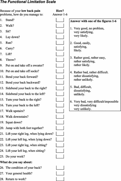 The assessment of symptoms and functional limitations in low back pain ...