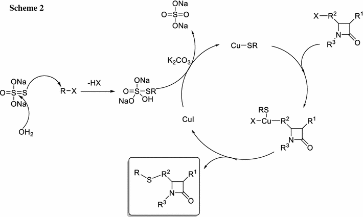 Copper-catalyzed thioarylation or thioalkylation of halogenated 2 ...
