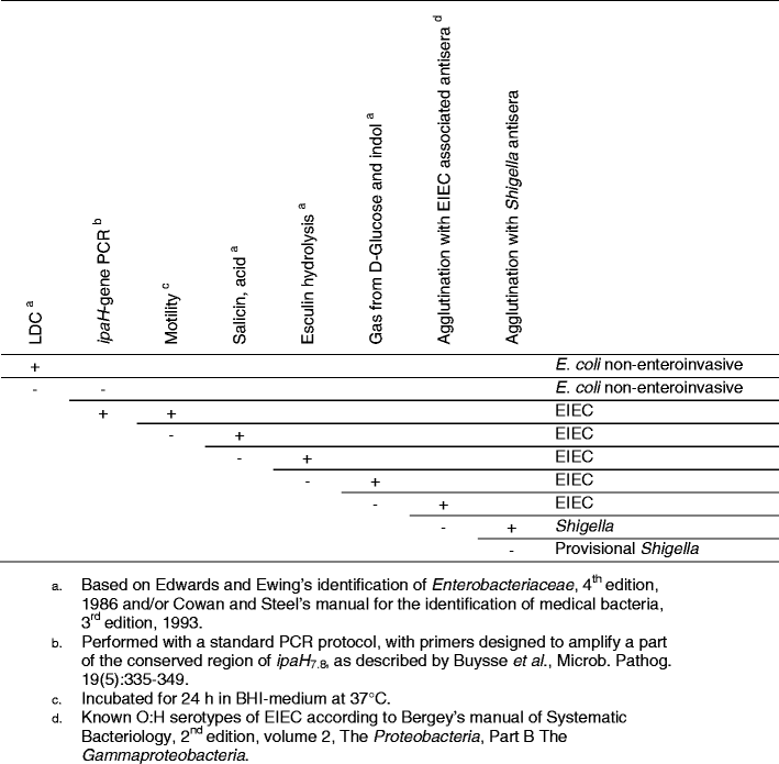 Differentiation between Shigella, enteroinvasive Escherichia coli (EIEC ...