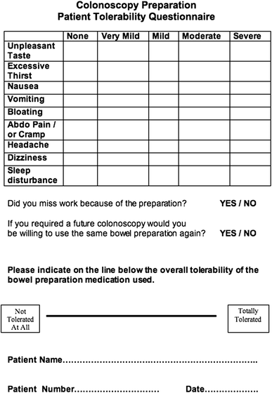 A Validated Bowel-Preparation Tolerability Questionnaire and Assessment ...