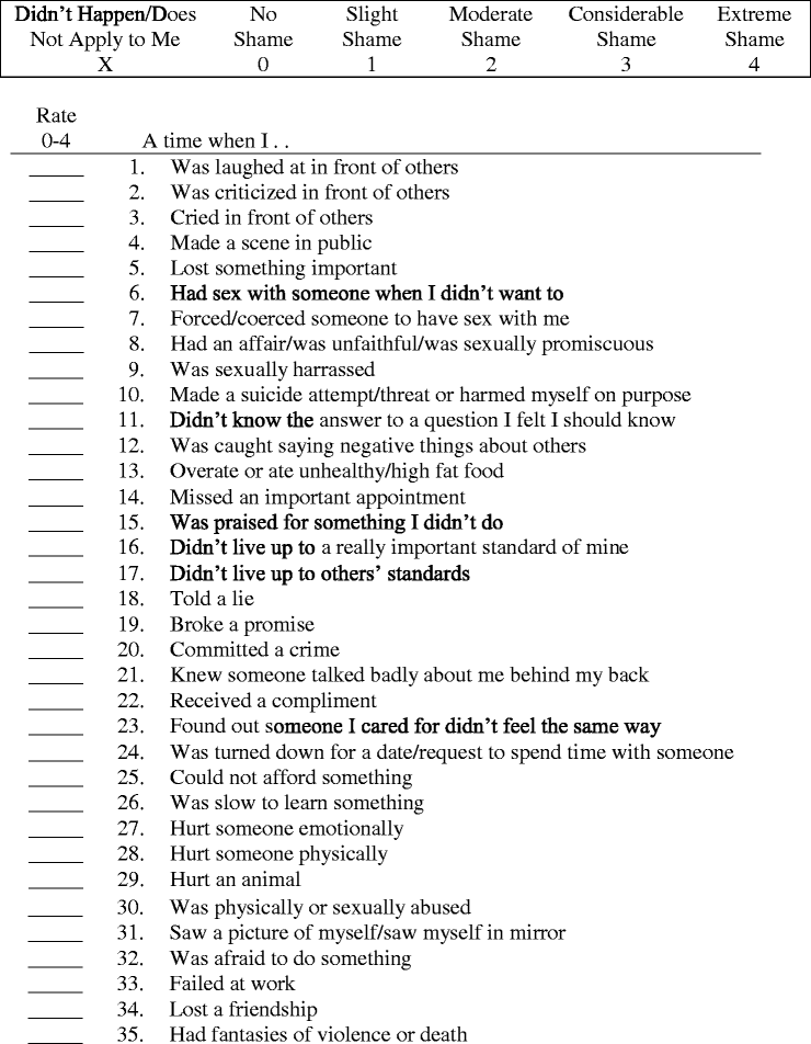 Development and Preliminary Validation of a New Measure to Assess Shame ...