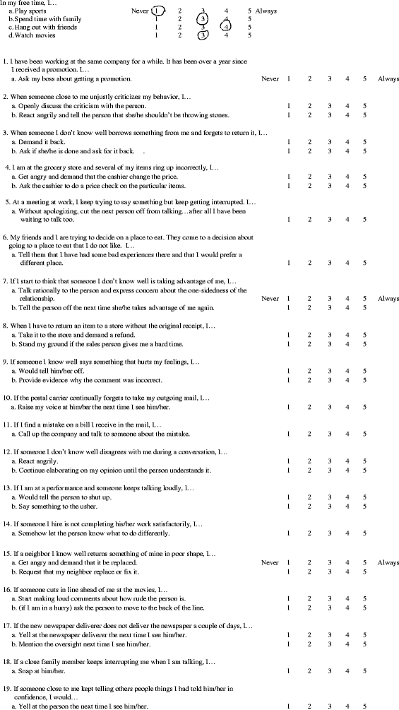 Adaptive and Aggressive Assertiveness Scales (AAA-S) | SpringerLink