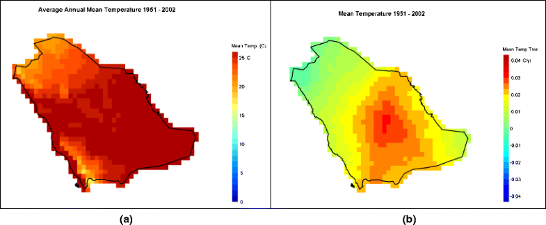 Analysis of projected temperature changes over Saudi Arabia in the ...