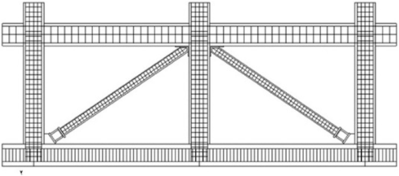 Single diagonal precast prestressed concrete bracing for strengthening ...