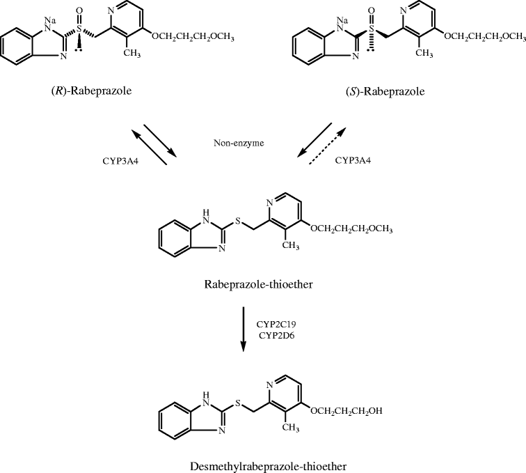 Stereoselective metabolism of rabeprazole-thioether to rabeprazole by ...