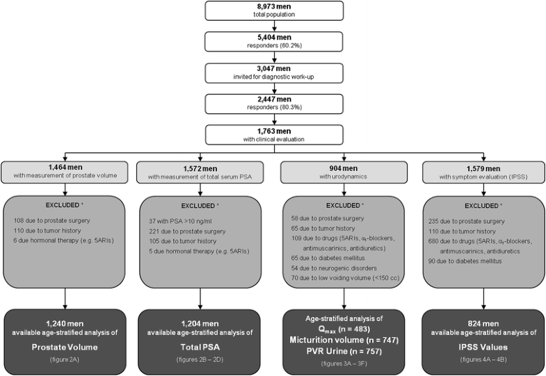 Age-stratified normal values for prostate volume, PSA, maximum urinary ...