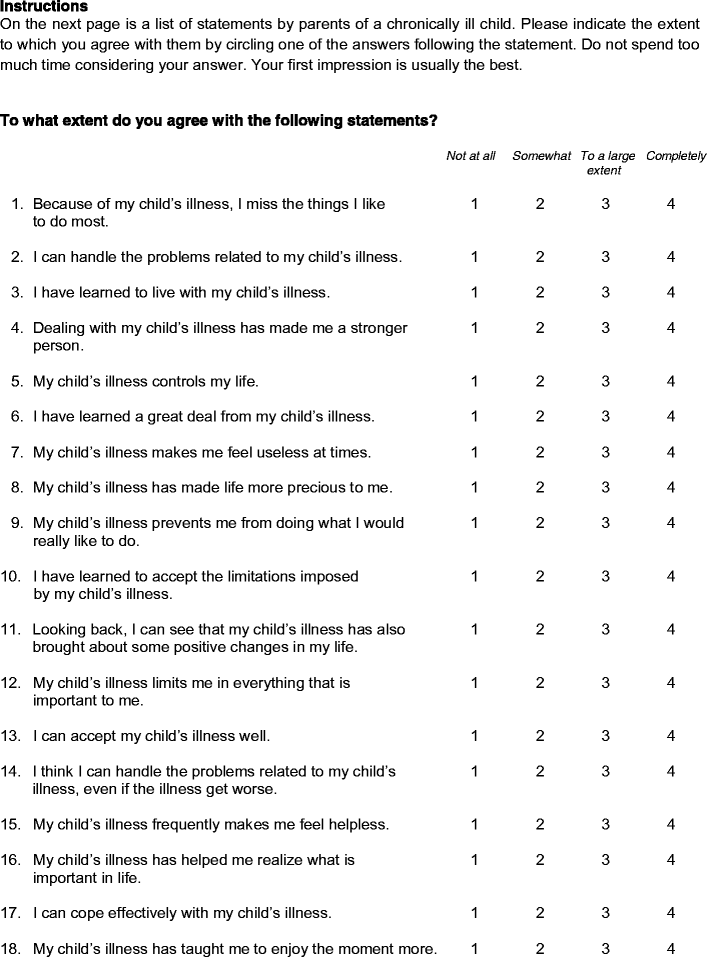 Illness cognitions and family adjustment: psychometric properties of ...