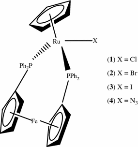 Heterobimetallic compounds [Ru(η5-Cp)(dppf)X] (X = Cl, Br, I and N3 ...