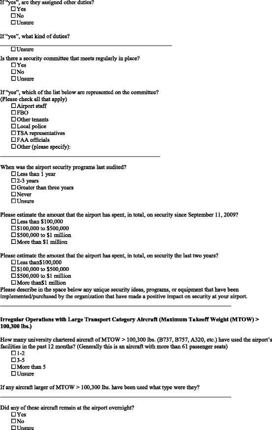 Are we secure? surveying FAA FAR 139 class IV general aviation airports ...