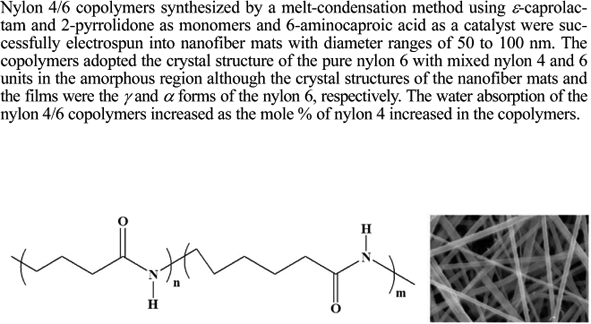Preparation and structure of nylon 4/6 random-copolymer nanofibers ...