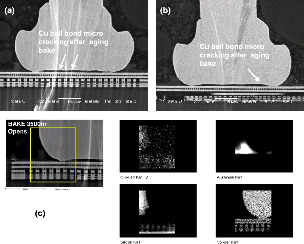 Evolution and investigation of copper and gold ball bonds in extended ...