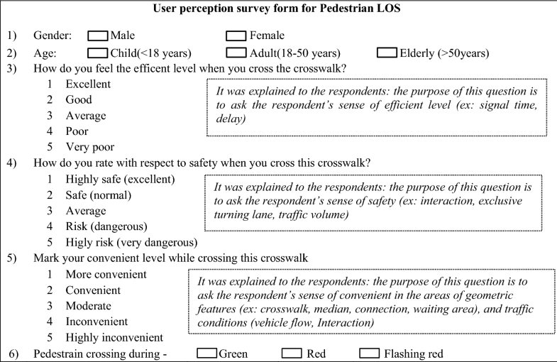Pedestrian perception-based level-of-service model at signalized intersection crosswalks ...