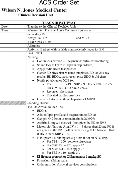 Examples of Patient Discharge Instructions, ACS Rule Out Protocols, and ...