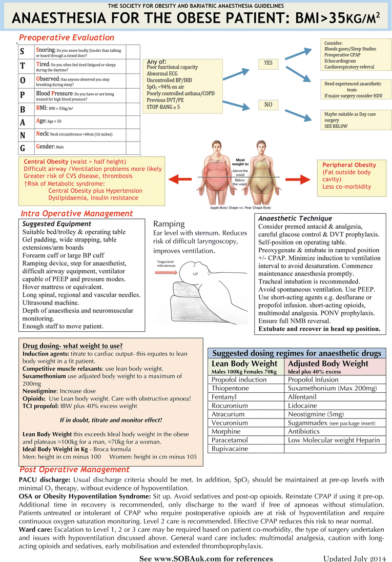 Anesthesia Considerations in the Obese Patient for Bariatric Surgery ...