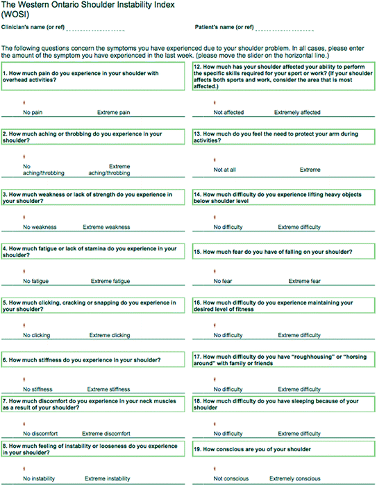 Outcomes Scores for Shoulder Instability and Rotator Cuff Disease ...