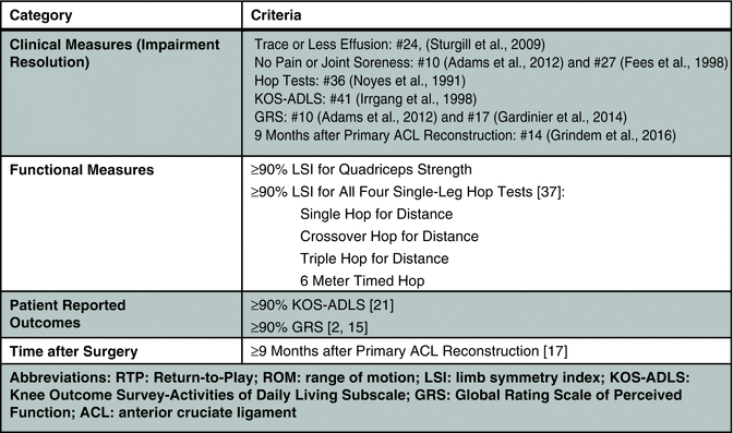 Return-to-Play Criteria: The Delaware Experience | SpringerLink