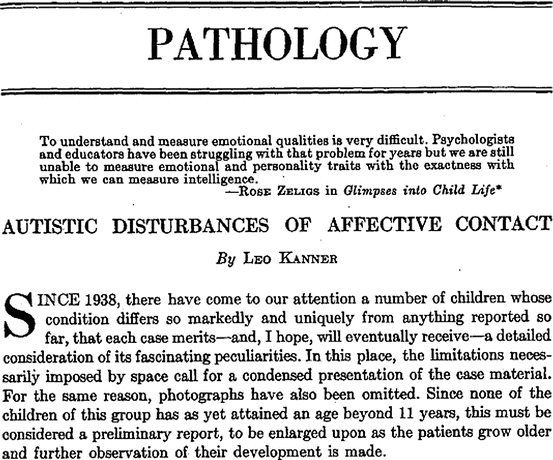 Autism Spectrum Disorders: Developmental History of a Concept ...