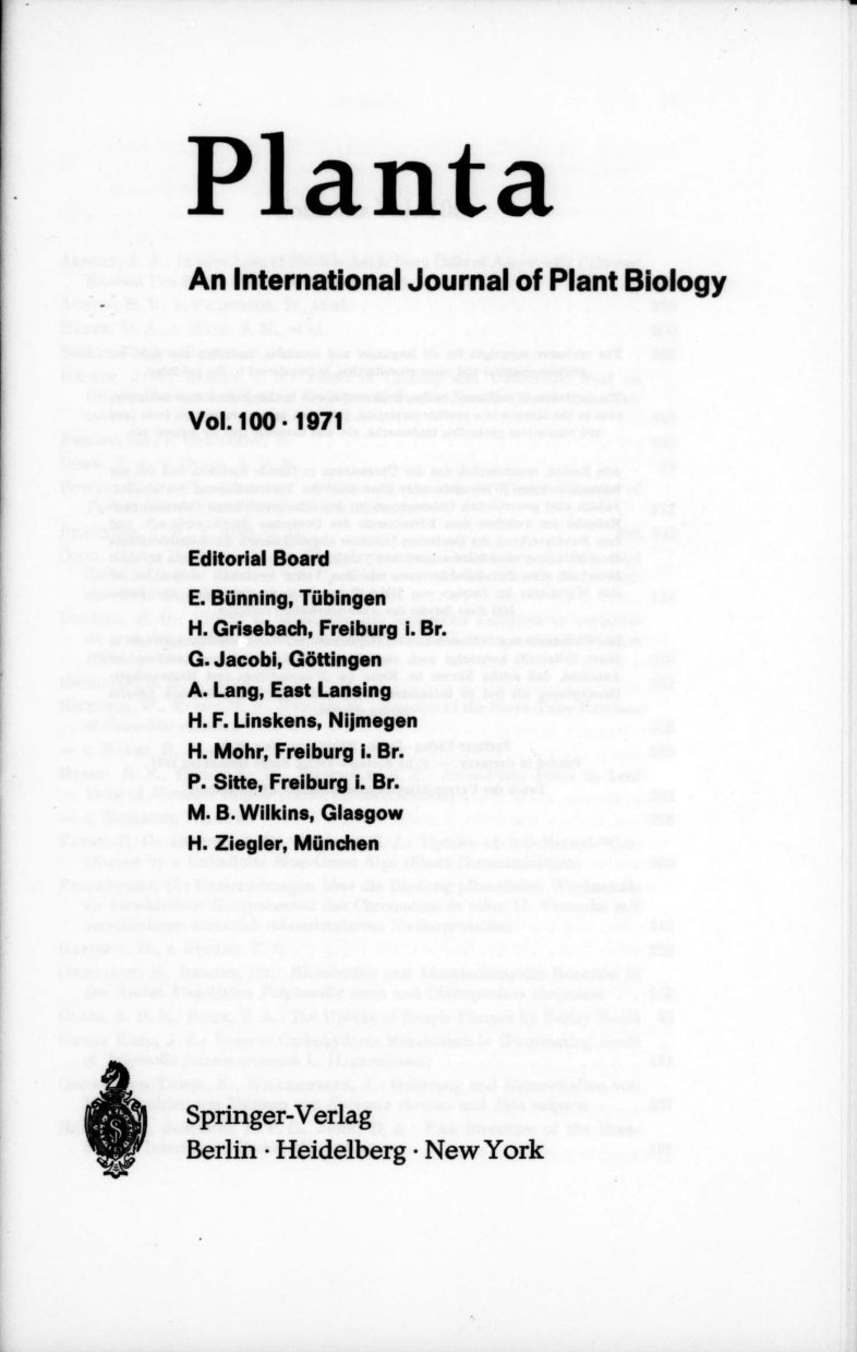 Planta celebrates 100 years of publication | Planta