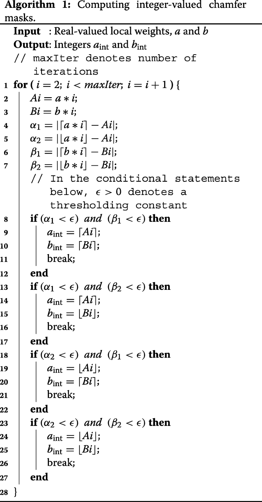 Optimum design of chamfer masks using symmetric mean absolute ...