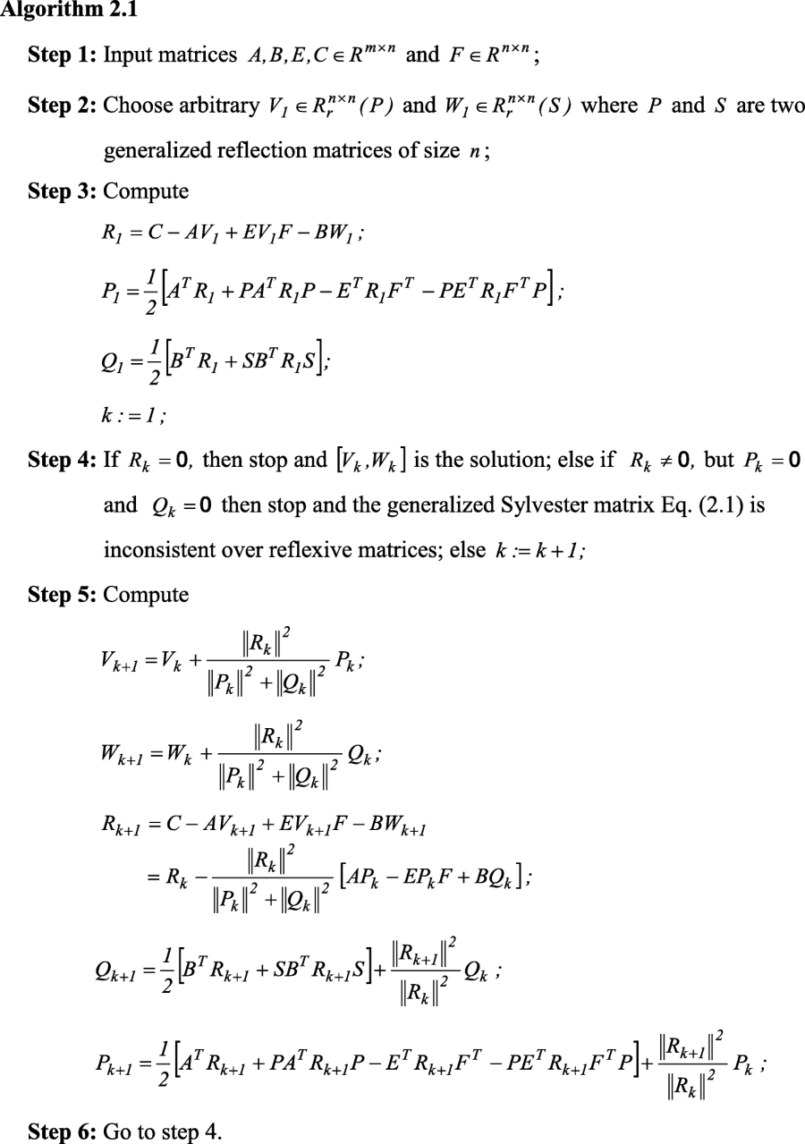 Iterative algorithm for the reflexive solutions of the generalized Sylvester matrix equation ...
