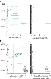Large-scale detection of antigen-specific T cells using peptide-MHC-I multimers labeled with DNA ...