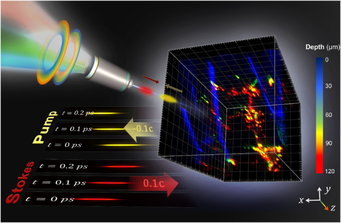 Time-of-flight resolved stimulated Raman scattering microscopy using counter-propagating ...
