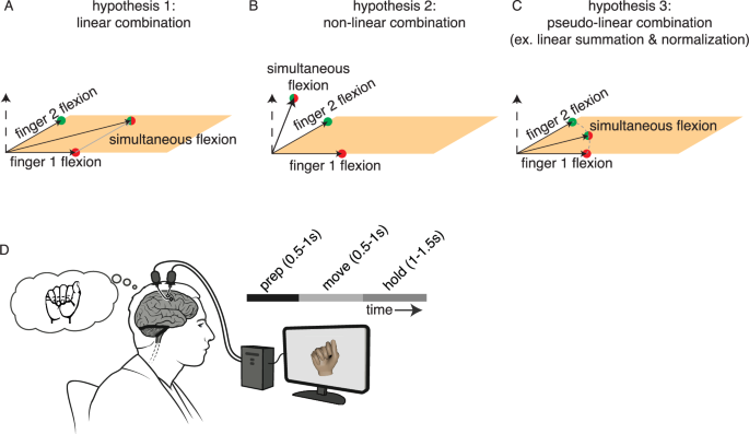 Pseudo-linear summation explains neural geometry of multi-finger ...