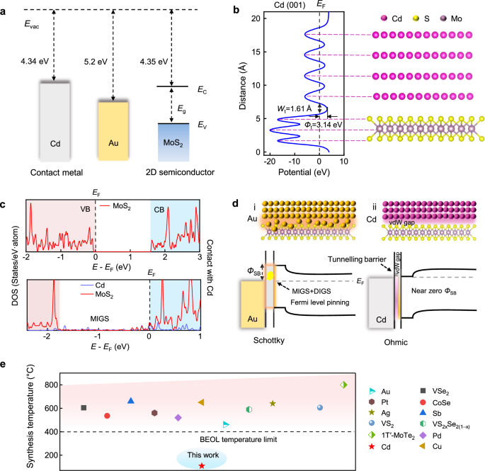 2D Cd metal contacts via low-temperature van der Waals epitaxy towards high-performance 2D ...