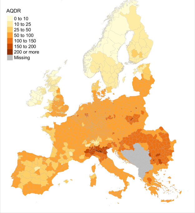 High resolution assessment of air quality and health in Europe under ...