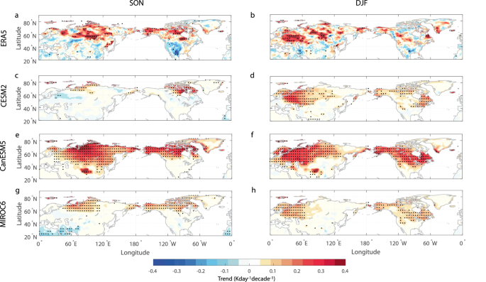 Human-induced changes in extreme cold surges across the Northern ...