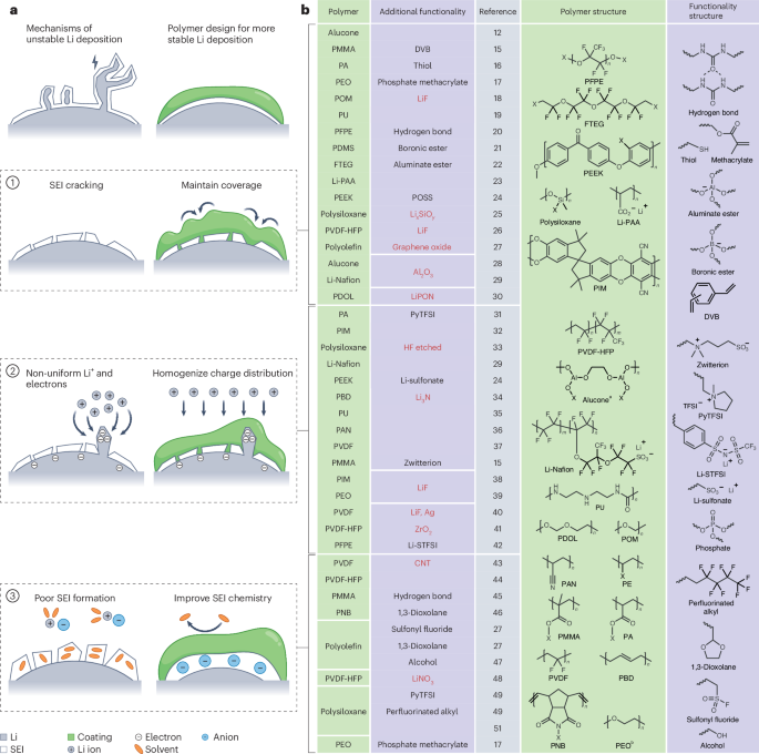 Stabilizing lithium-metal electrodes with polymer coatings | Nature Energy
