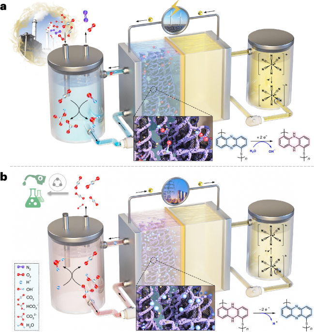 A hybrid-flow cell for stable pH-swing-facilitated direct air capture ...