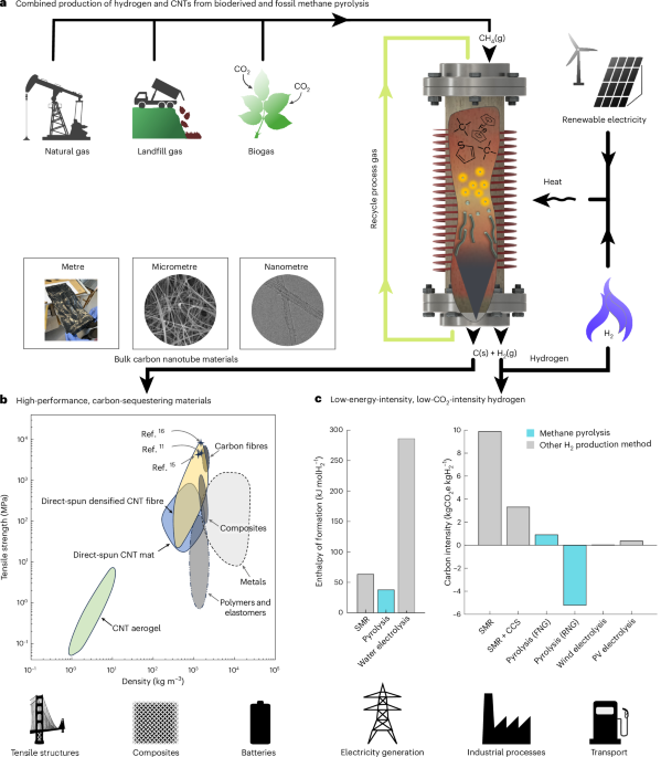 Production of hydrogen and carbon nanotubes from methane using a multi ...