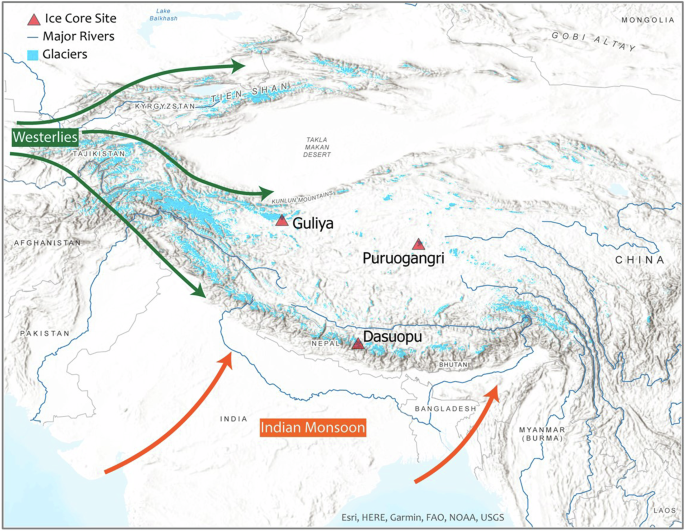 Lead (Pb) isotope ratios from ice core samples from the Puruogangri ice ...