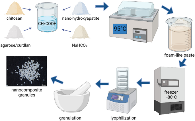 Biocompatible nanocomposite hydroxyapatite-based granules with ...