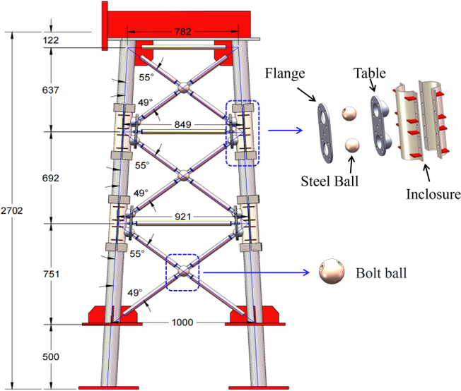 Damage analysis of split spherical node concrete filled steel tube ...