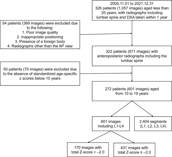 A prediction model of pediatric bone density from plain spine ...