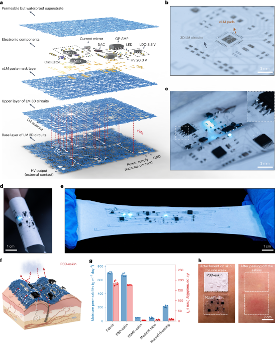 Permeable, three-dimensional integrated electronic skins with stretchable hybrid liquid metal ...