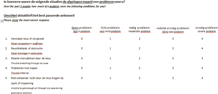 Adaptation and validation of the Dutch version of the nasal obstruction ...