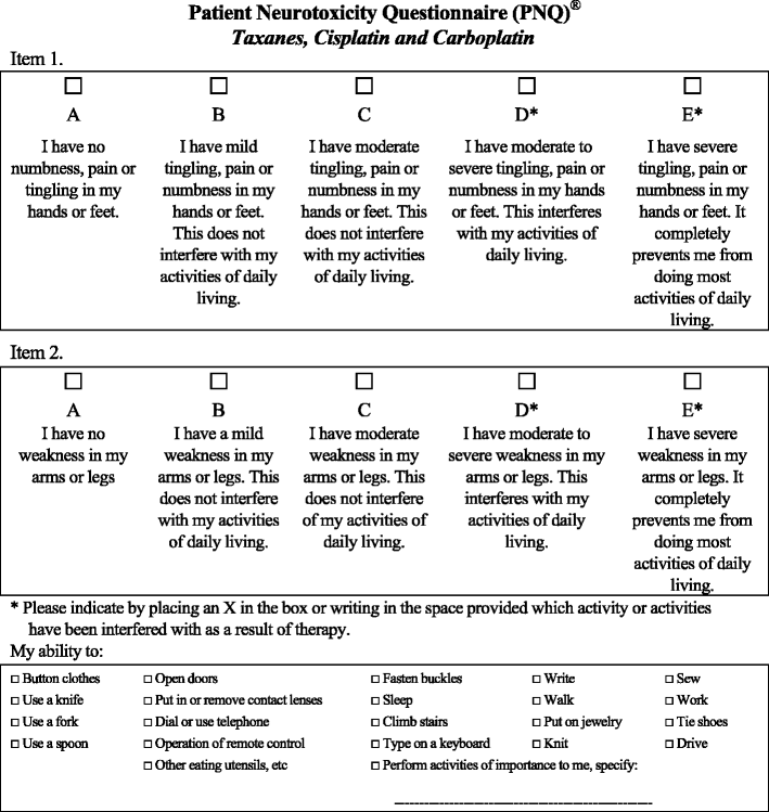 Feasibility and validity of the Patient Neurotoxicity Questionnaire ...