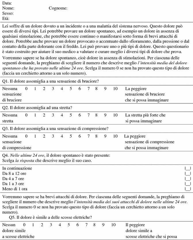Validation of the Italian version of the Neuropathic Pain Symptom ...