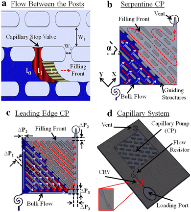 Serpentine and leading-edge capillary pumps for microfluidic capillary ...