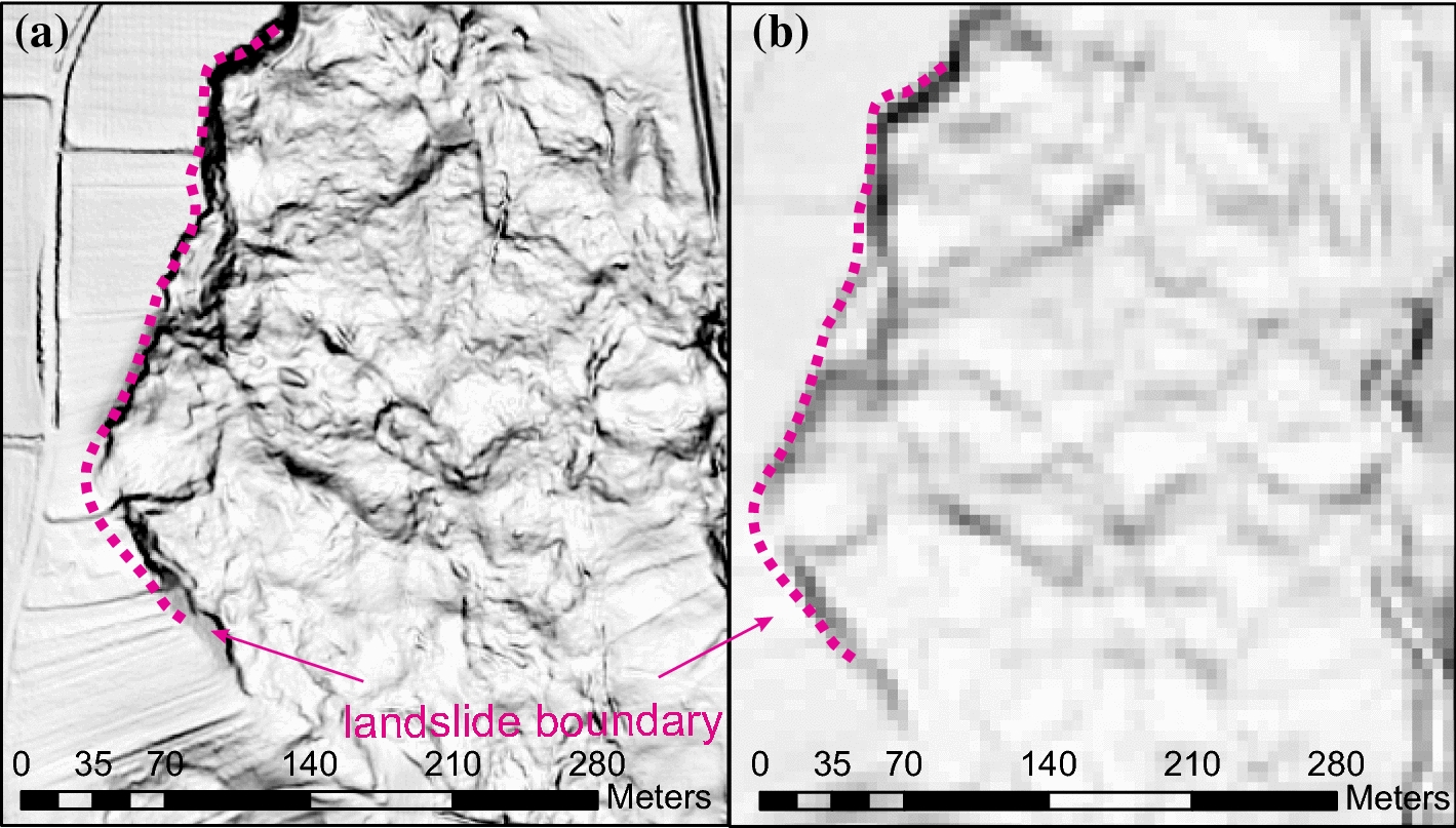 Landslide features identification and morphology investigation using ...