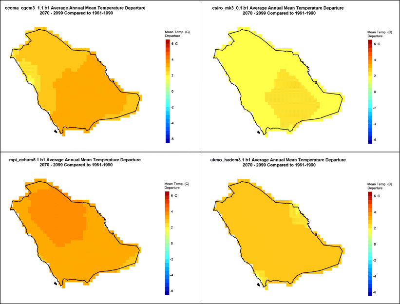 Analysis of projected temperature changes over Saudi Arabia in the ...