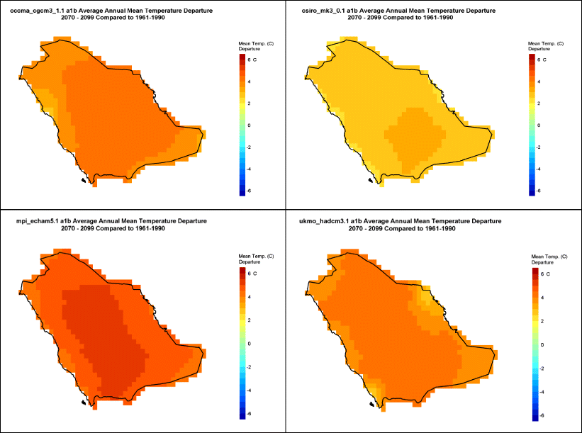 Analysis of projected temperature changes over Saudi Arabia in the ...