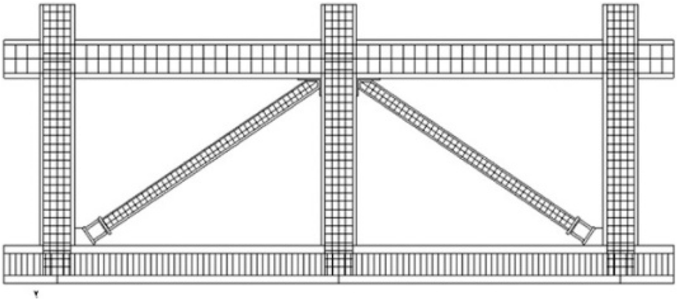 Single diagonal precast prestressed concrete bracing for strengthening ...