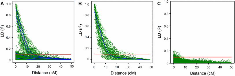 Evaluation of LD decay and various LD-decay estimators in simulated and ...