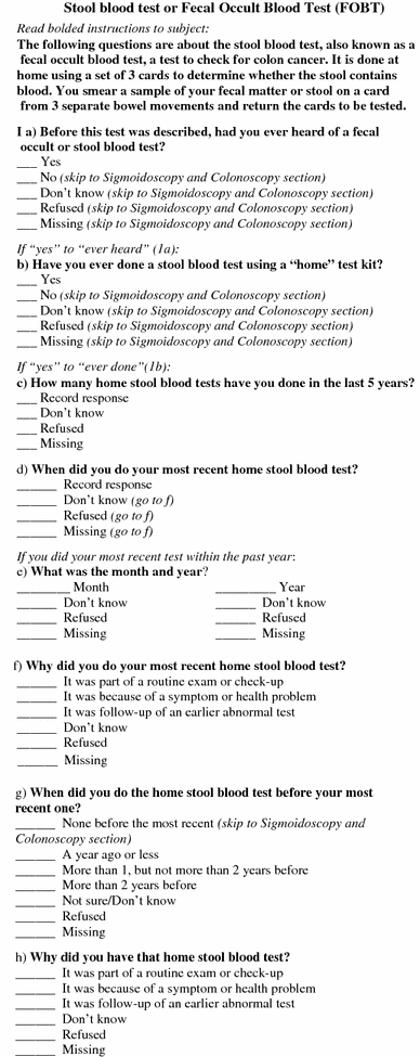 Validation of a Questionnaire to Assess Self-Reported Colorectal Cancer ...