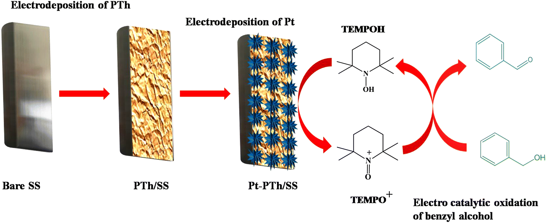 Platinum decorated polythiophene modified stainless steel for ...