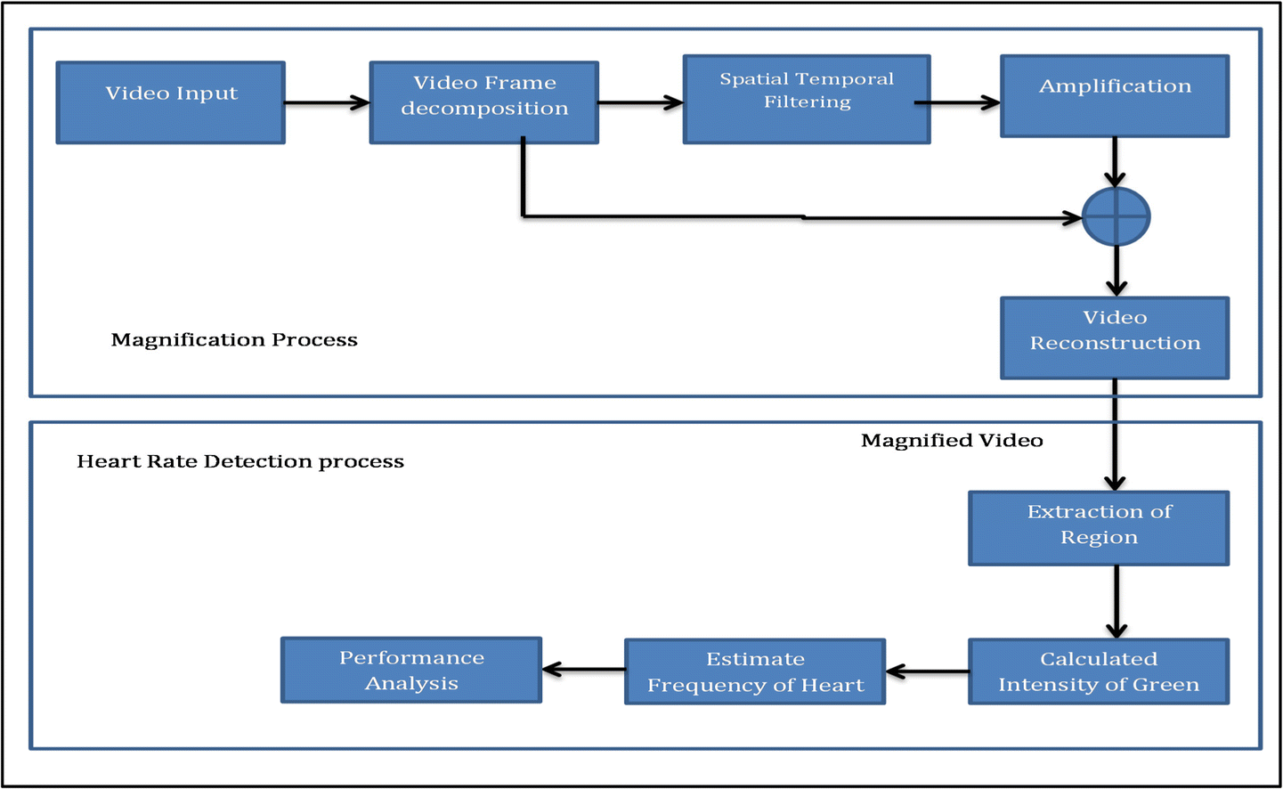 Visualization process assisted by the Eulerian video magnification algorithm for a heart rate ...